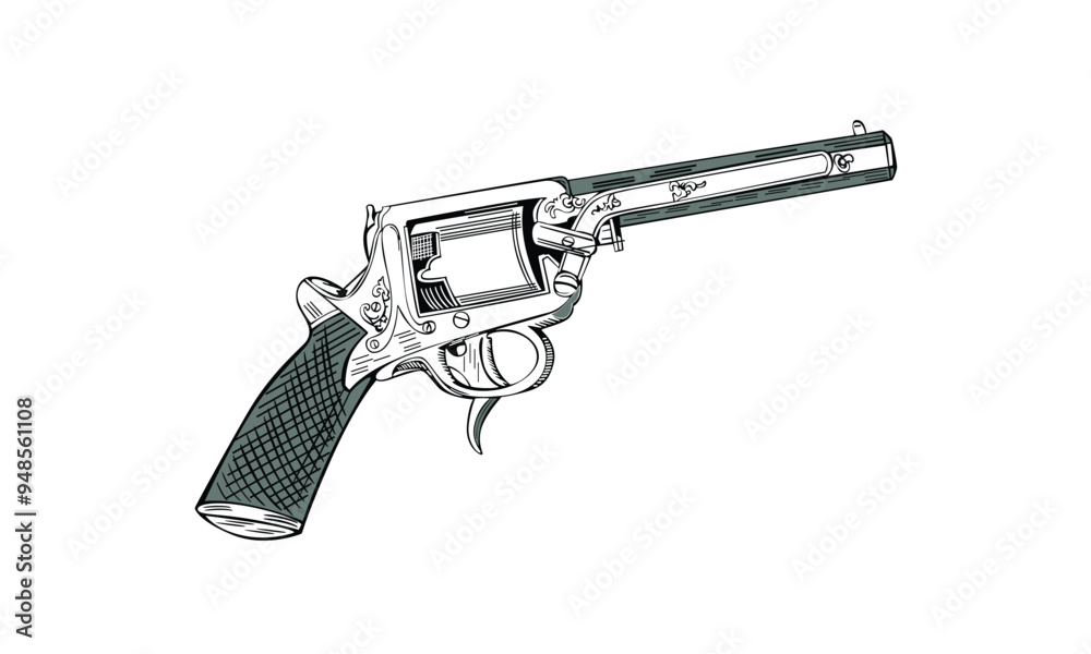 Weapons and Armors vector. Vintage cowboy gun. Vector illustration of a ...