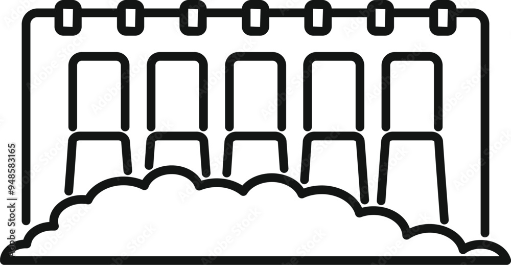 Simple line drawing of a hydroelectric power plant dam generating ...