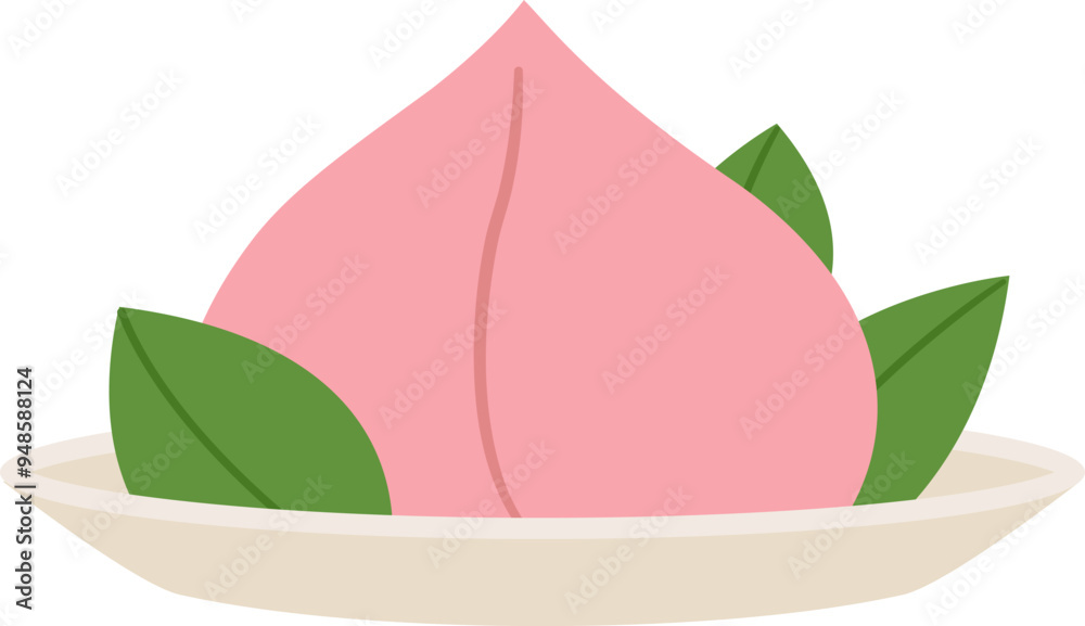 Chinese Shoutao vector. Pink Chinese peach birthday bun food named ...