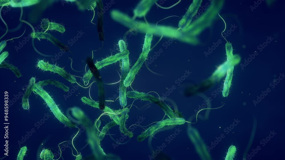 Cholera bacteria animation. Vibrio cholerae is a gram negative ...