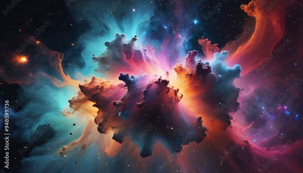 A mesmerizing slow-motion capture of a nebula forming, with colorful ...