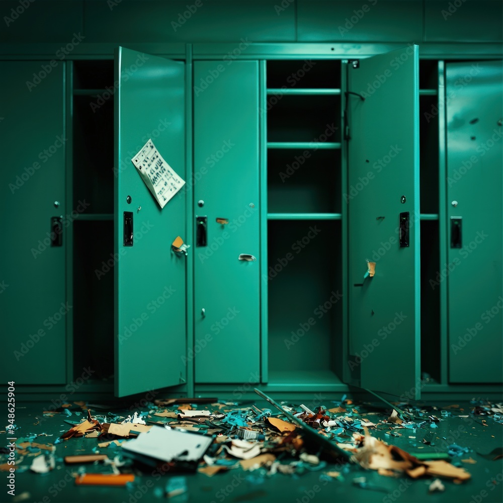Layoff illustrated by an employee clearing their locker, with personal ...
