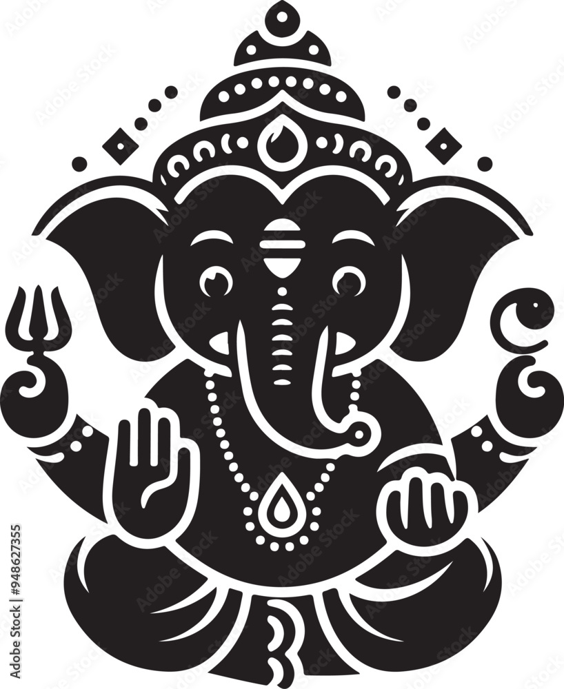 Vetor de Indian God Ganapati Simple 2D Cute Single Characters with ...