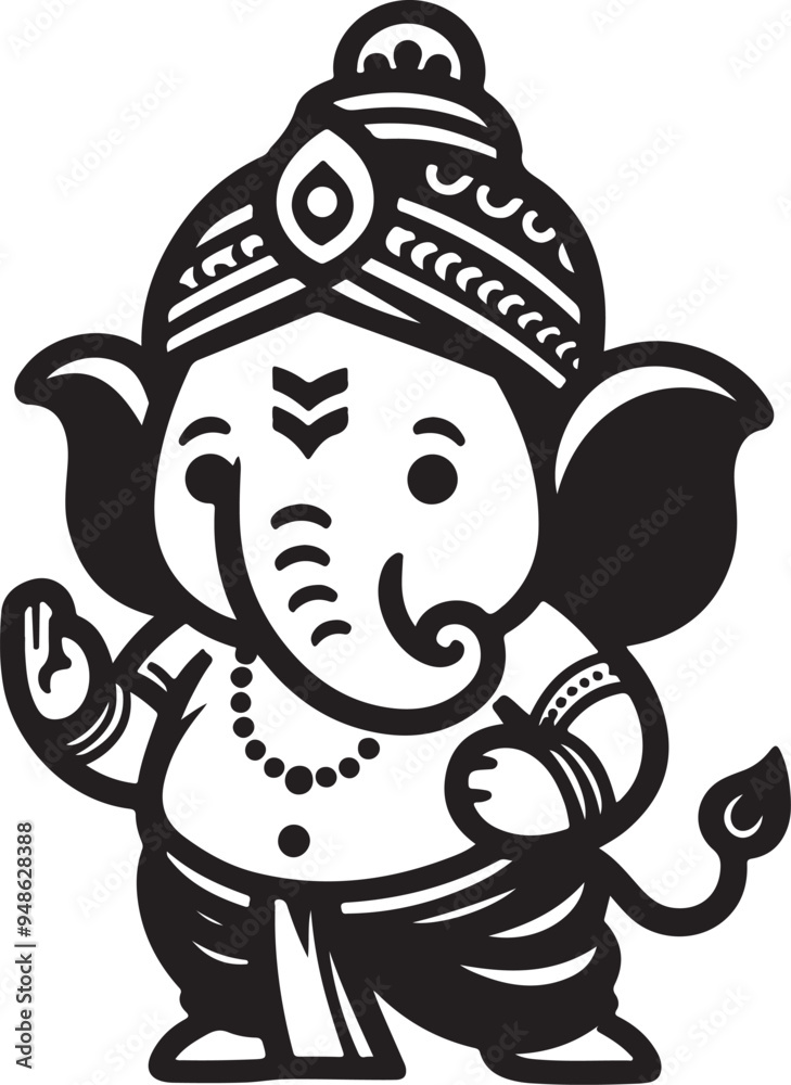 Vetor de Indian God Ganapati Simple 2D Cute Single Characters with ...
