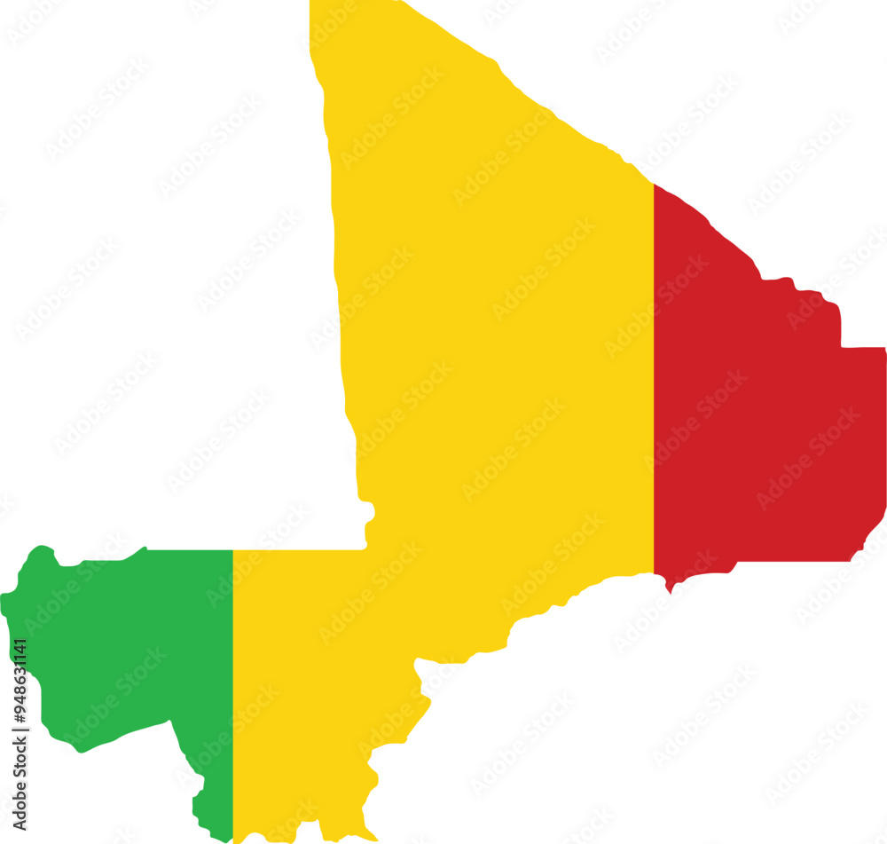 Mali Flag in Map, Mali Map with Flag, Country Map, Mali Map with Flag ...