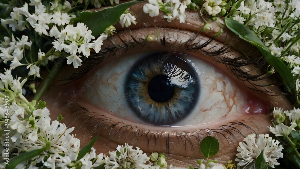 Eyes in Nature Large, realistic human eyes embedded within flowers ...
