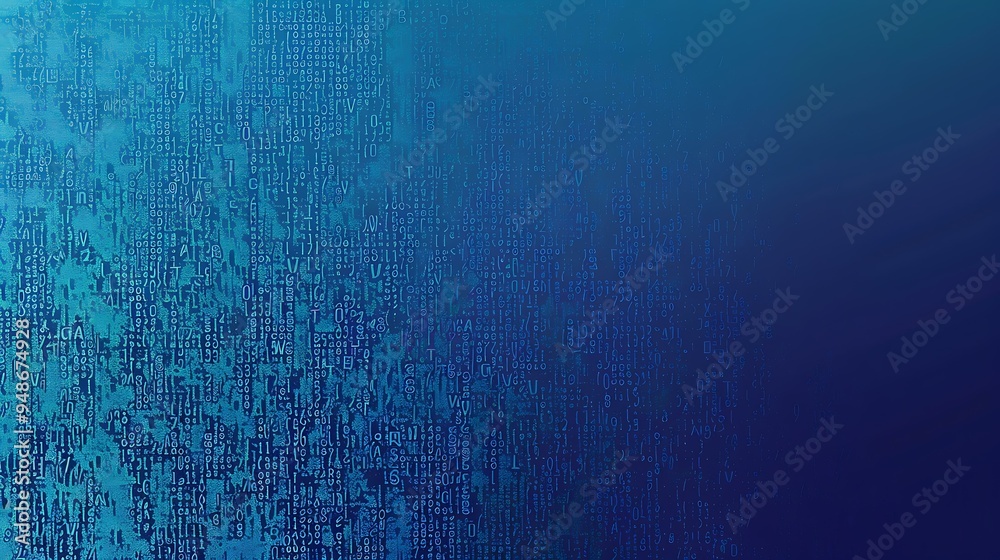 A detailed graphic of random ASCII characters layered over a gradient ...