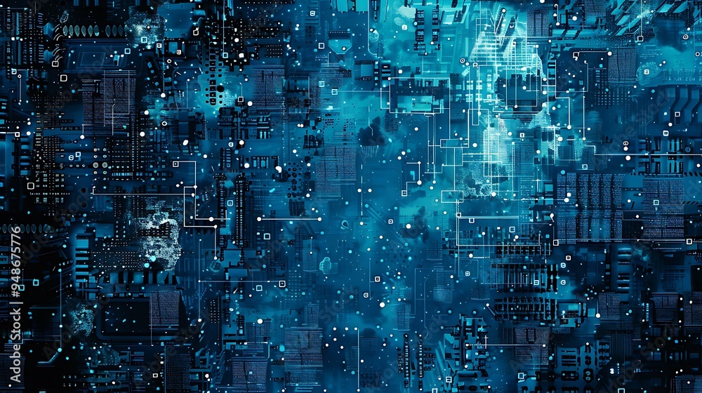 An abstract illustration in ASCII art style, where a diverse mix of ...