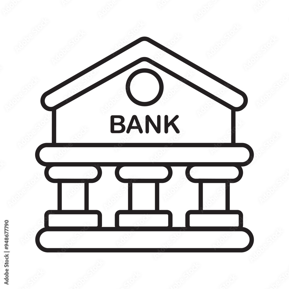 Bank icon vector. Outline institute building. bank icon isolated on ...