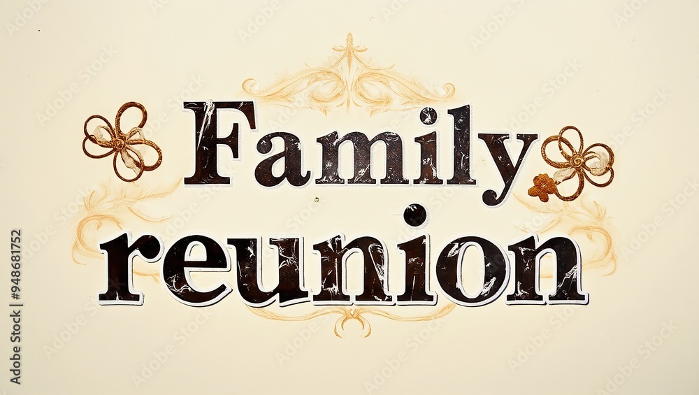 Elegant family reunion text design with decorative elements Stock ...