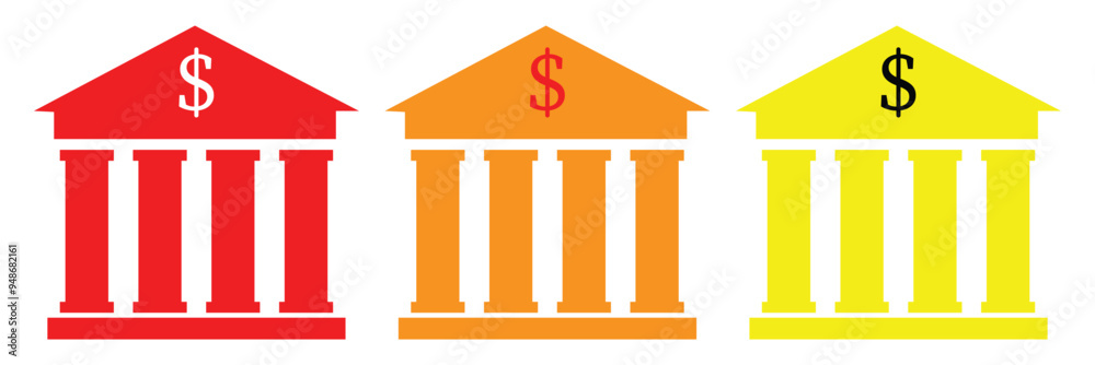 Bank symbol icon vector sign and symbol isolated on white background ...