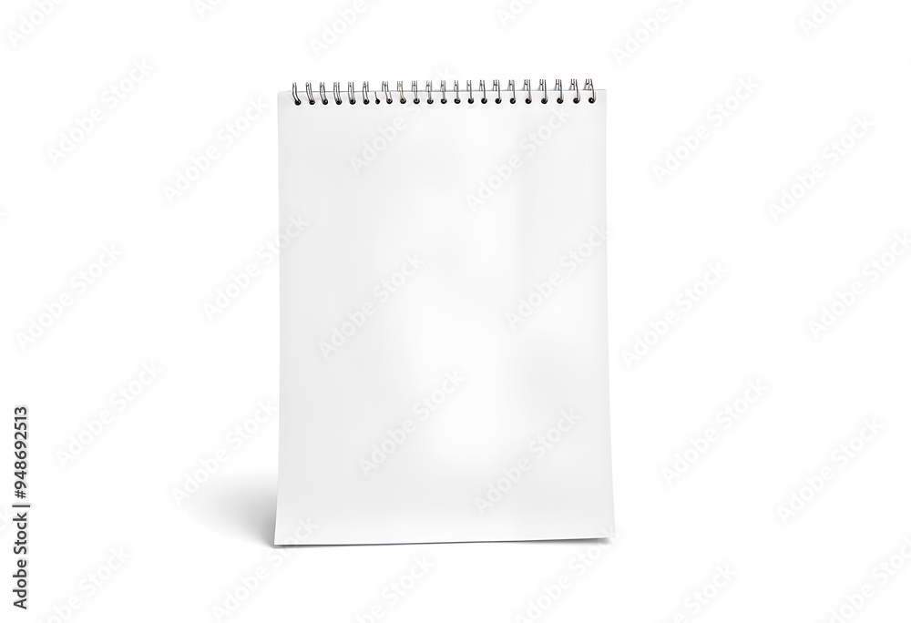 Blank white calendar mock up front view, isolated, 3d rendering. Empty ...