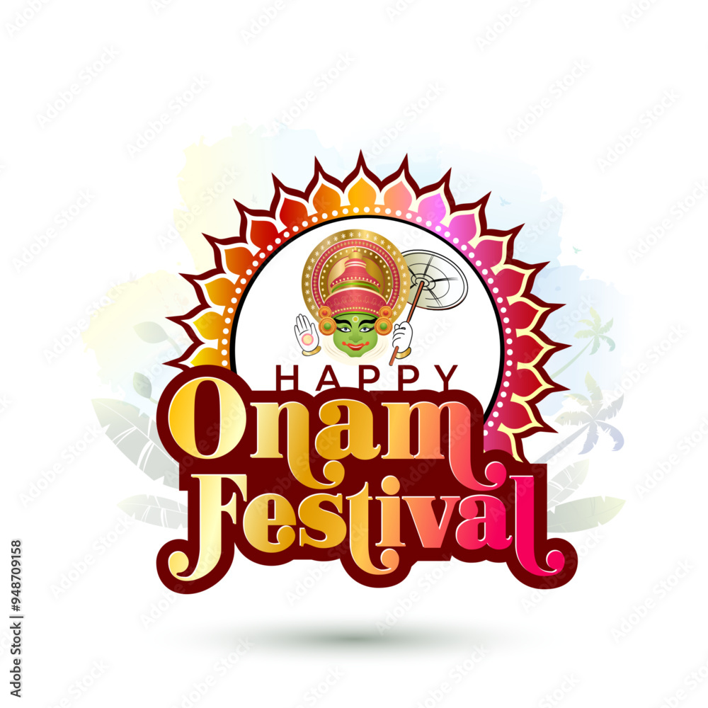 Happy Onam festival Logo design vector illustration. Onam is a festival ...