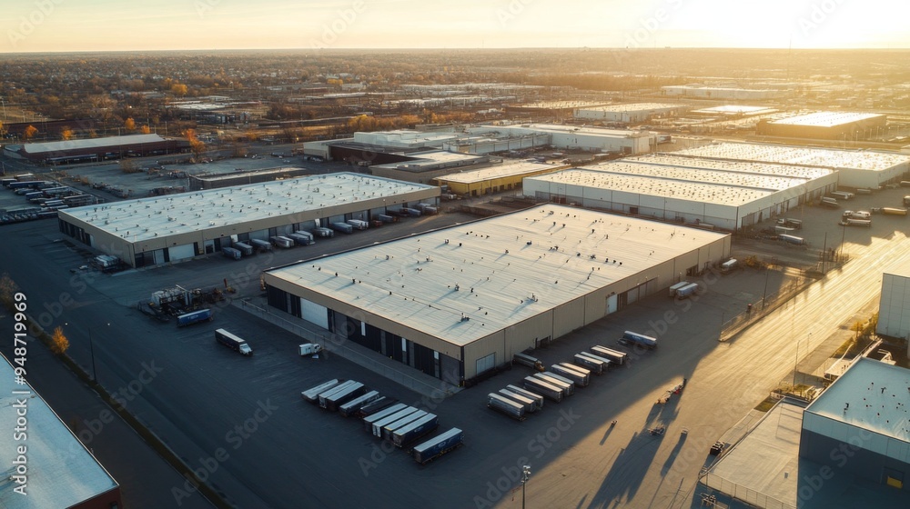 An aerial view of a sprawling industrial complex with multiple ...