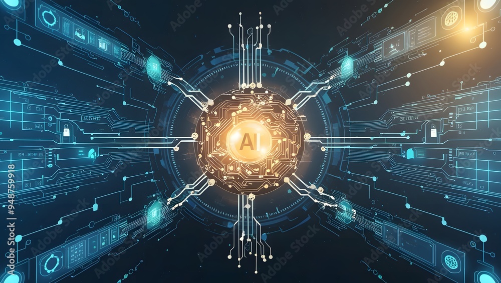 future of technology featuring an artificial intelligence (AI) symbol ...