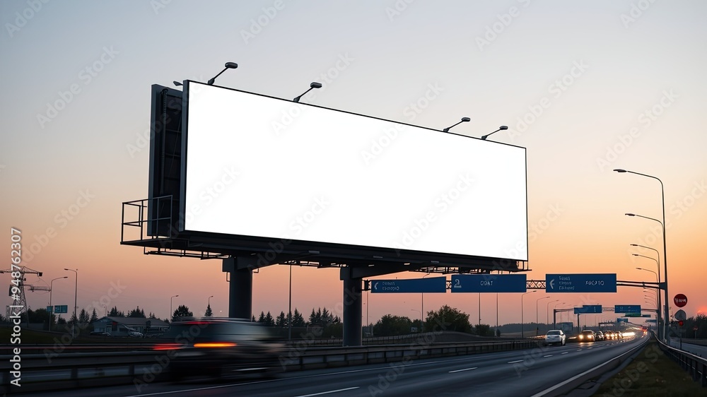 billboard on highway , advertising board in highway, blank white board ...