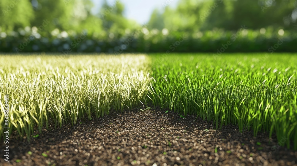 Grass Before And After. Lawn Fertilizer Transforming Landscape into ...