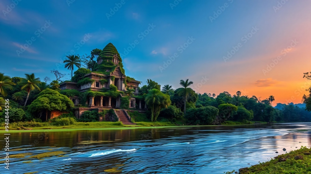 ancient and overgrown mayan temple ruins in the jungle, lost place in ...