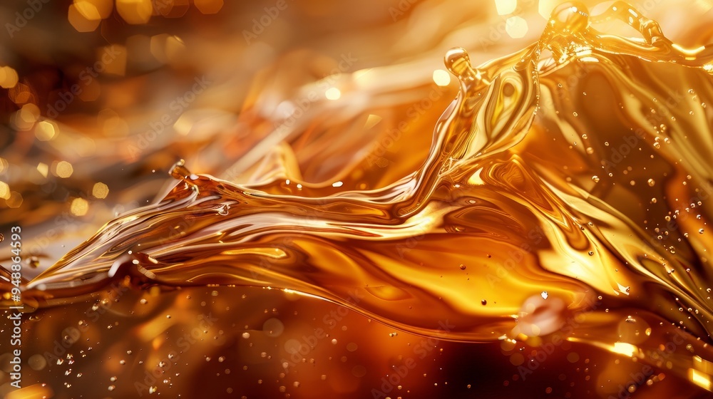 Liquid golden splash texture, abstract beverages background. Whisky ...