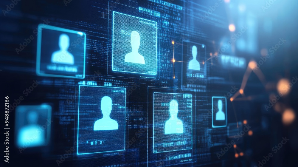 HR manager using a digital interface to manage recruitment and team ...