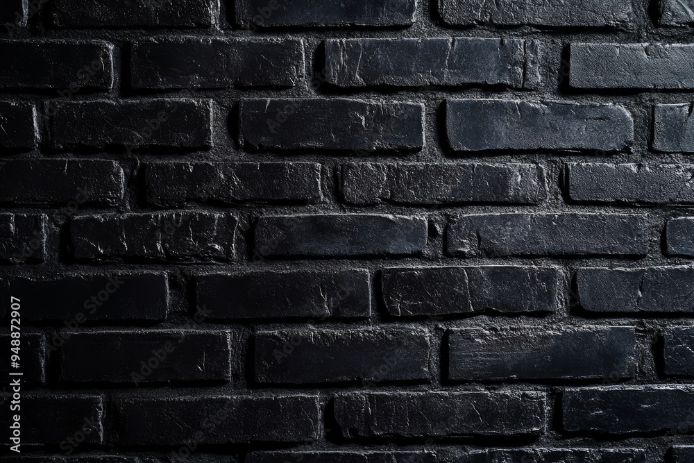 This image shows a detailed closeup of a dark brick wall, highlighting ...