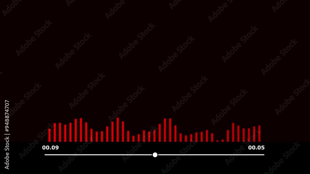Red audio waveform spectrum animation On Black Background, alpha ...