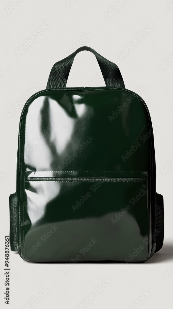 Realistic stylish green school backpack isolated on a transparent ...