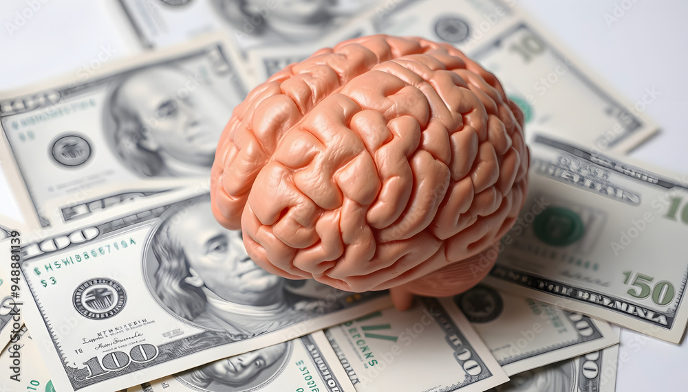 Anatomical model of human brain is on the money - US dollar banknotes ...