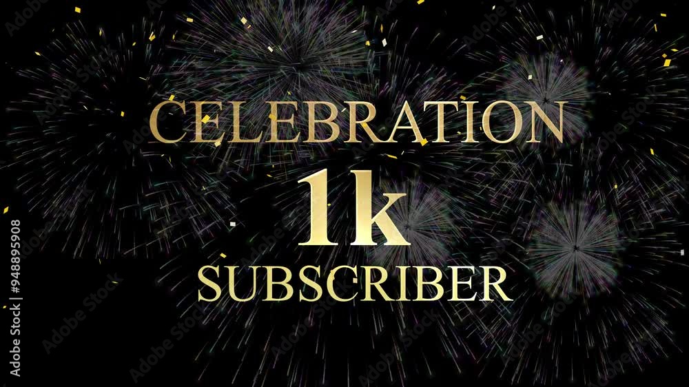 Celebration 1k Subscriber Golden Text And Fire Work Animation ...