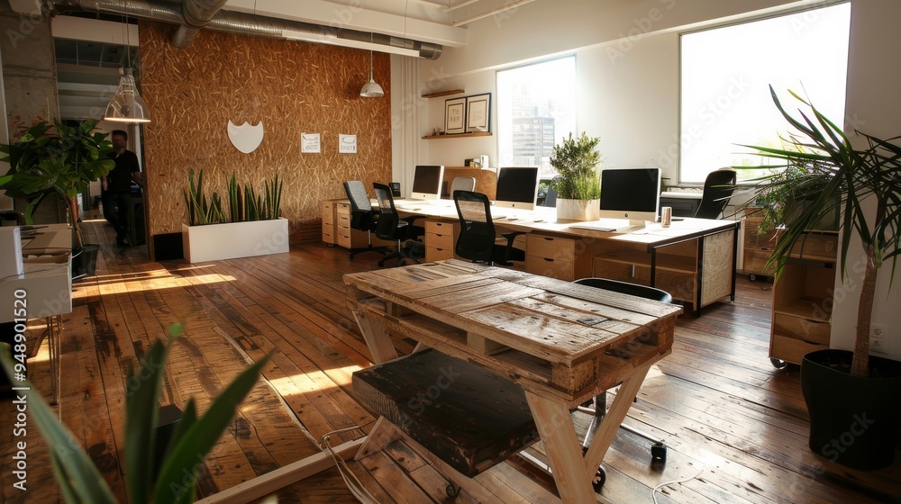 modern natural material and creative design working space working room ...