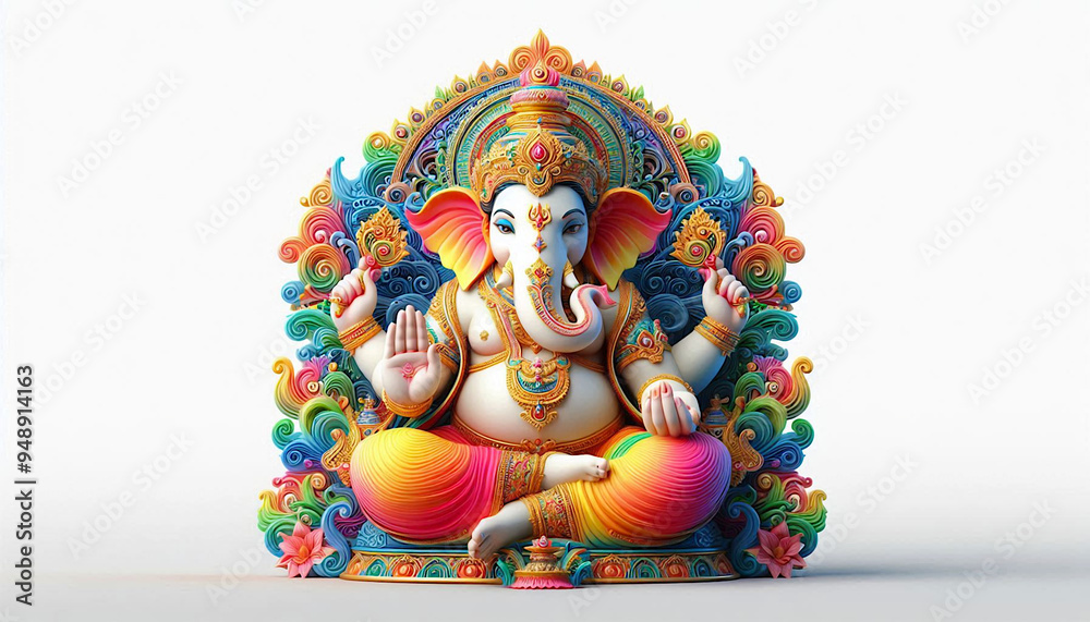 colorful indian hindu religion god ganesh or ganesha idol for offering prayers during hindu ...