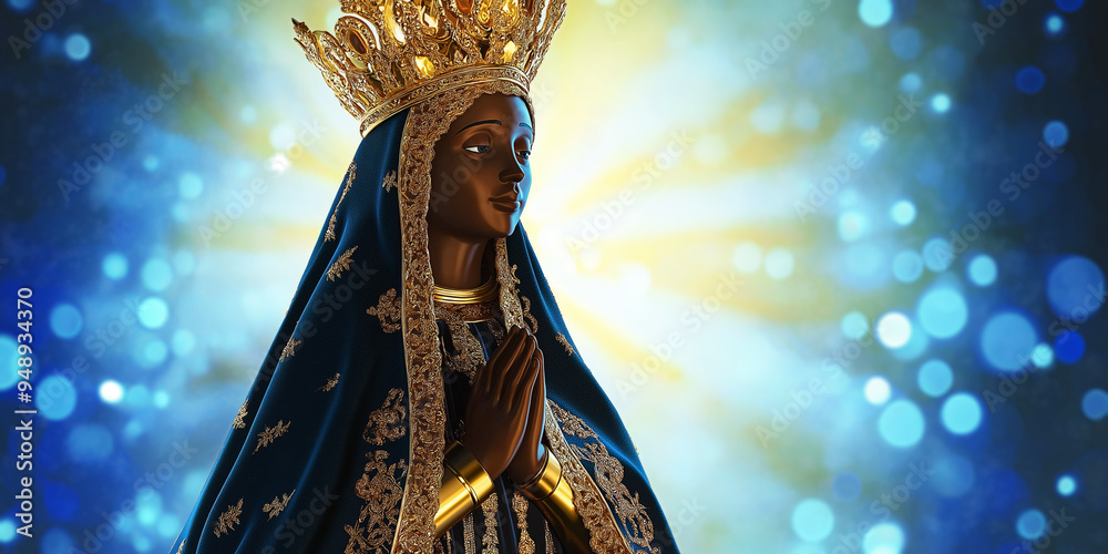 Our Lady of Aparecida (Nossa Senhora Aparecida) statue against a ...