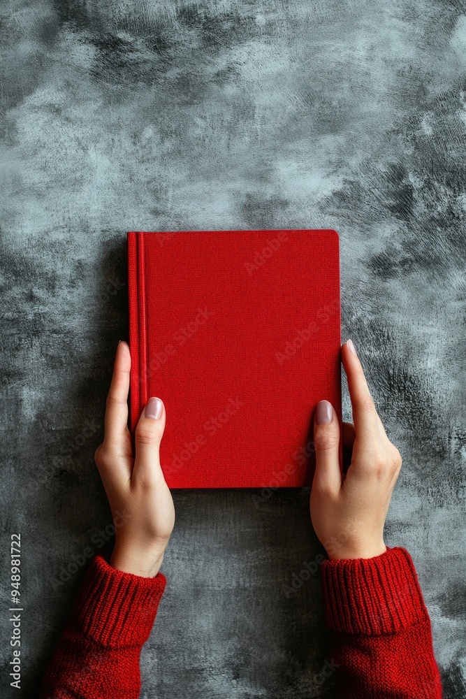Employee Handbook Template. Female Hands Holding Red Handbook Book ...