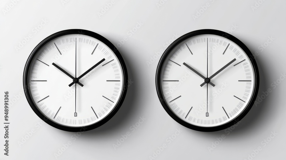 Vector 3d Realistic Wall Office Clock Face Set. White and Black Dial ...
