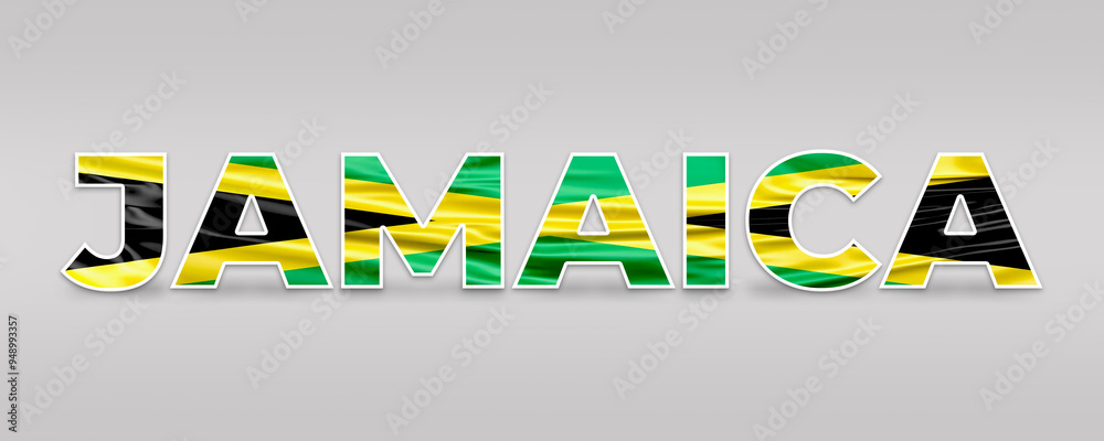 Jamaica Text Effect. Fill with Jamaica Flag. Isolated On White ...