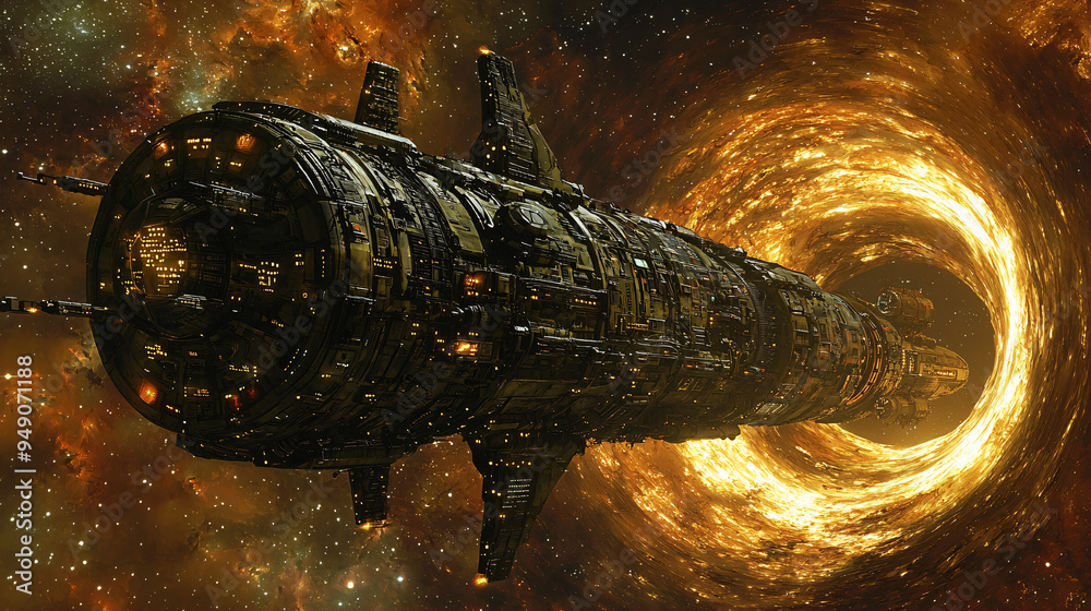 Interstellar spaceship, CGI render: A photorealistic CGI render of an ...