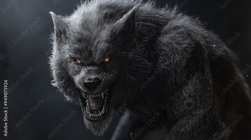 Arte 3D representando um lobisomem, criatura conhecida por sua ...