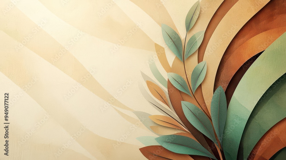 Tribal-inspired abstract profile in earthy browns and greens, telling a ...