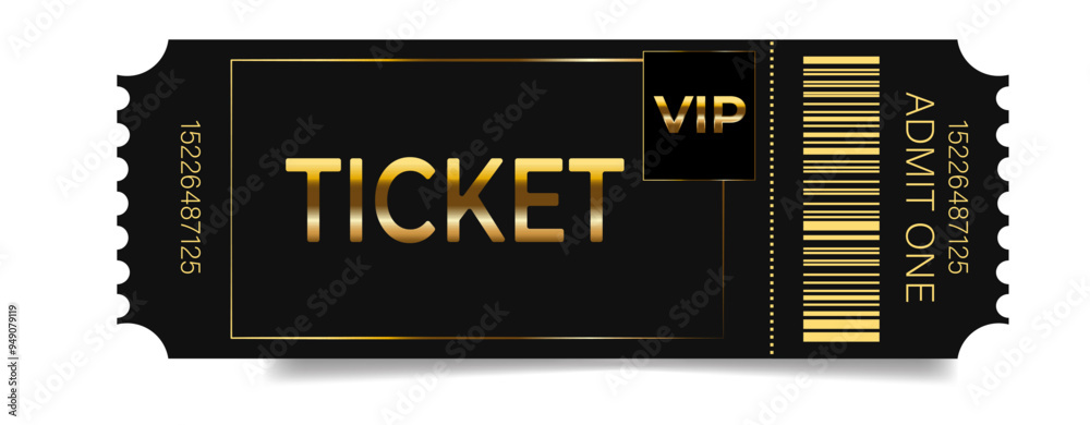 Golden ticket. Black and gold ticket template for a significant event ...