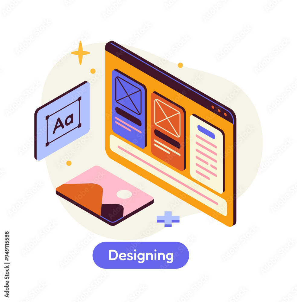 Software development stage. Process of developing application or ...