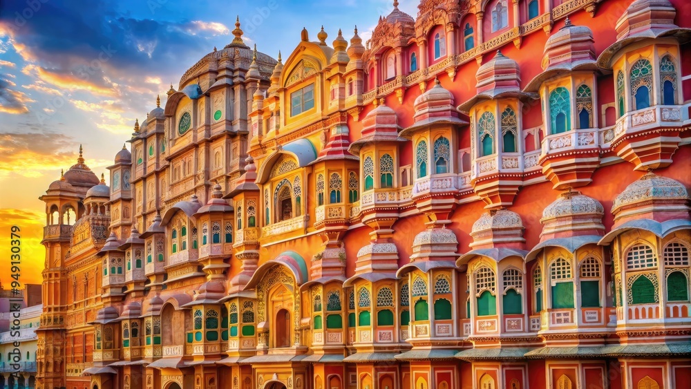 Vibrant colors merge as intricate Indian patterns adorn European-style ...