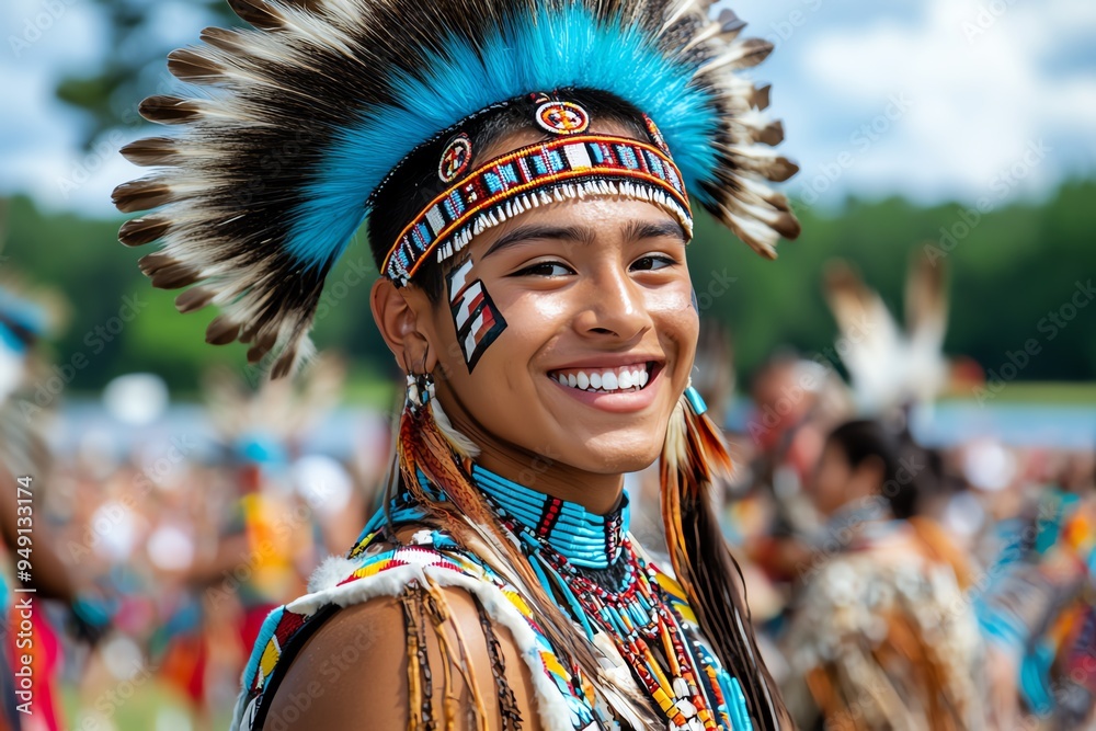 Native American Day with a traditional dance competition, captured in a ...