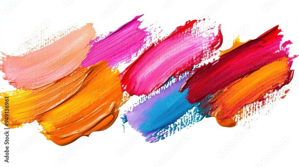 An array of vibrant acrylic paint colors swirls across a white canvas ...