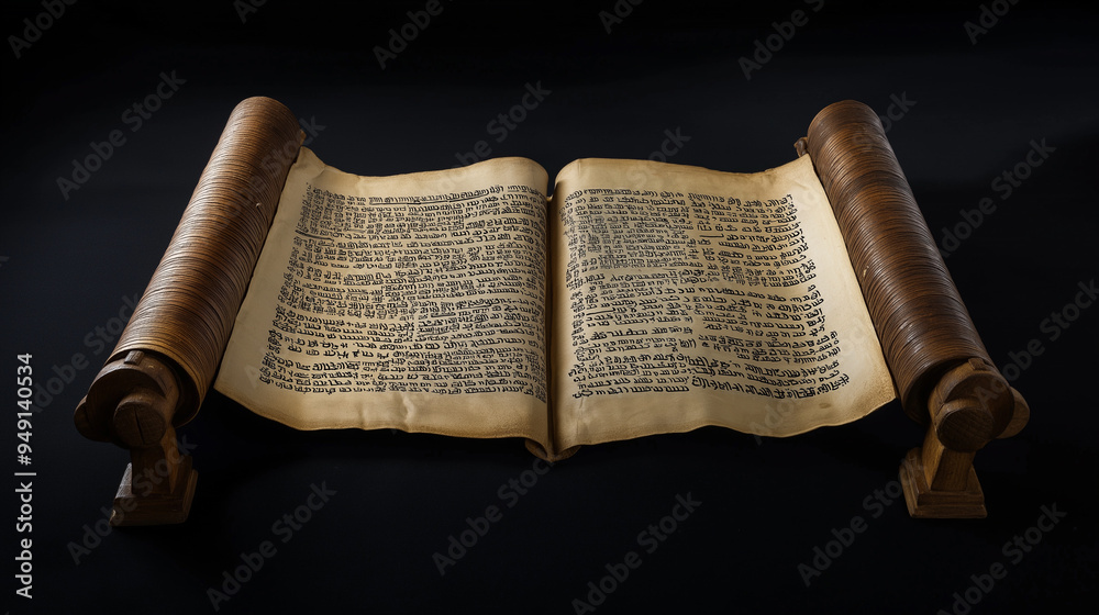 Ancient Bible, preserved on aged parchment and scrolls, serves as a ...