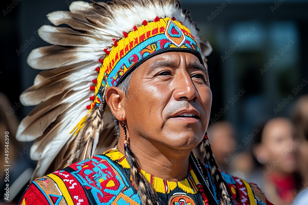 Native American Day with traditional storytelling, captured in a photo ...