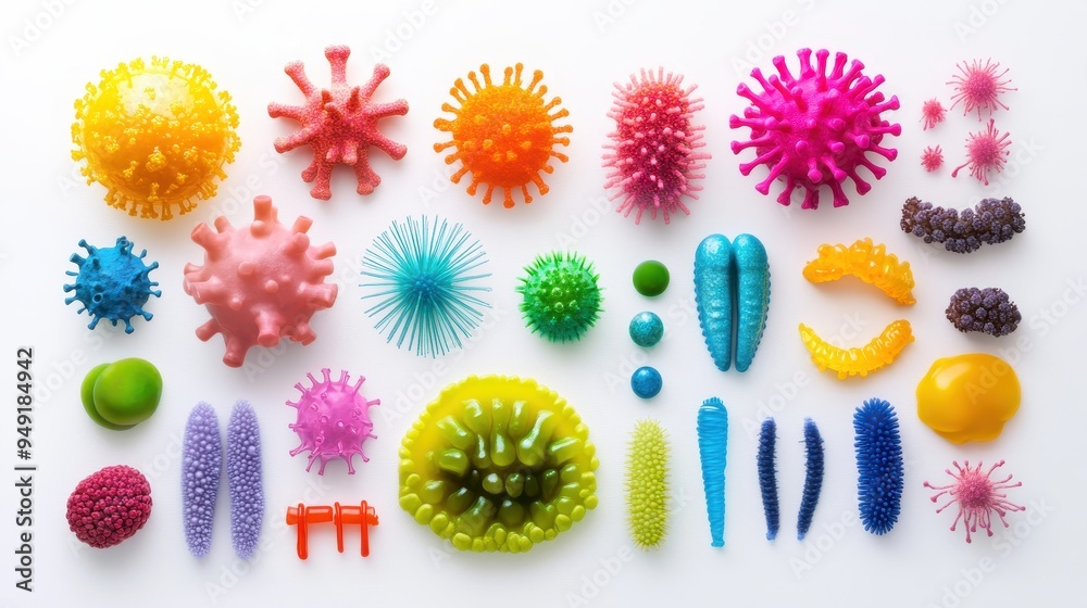 Colorful microbial pathogens showcase a variety of shapes and forms in ...
