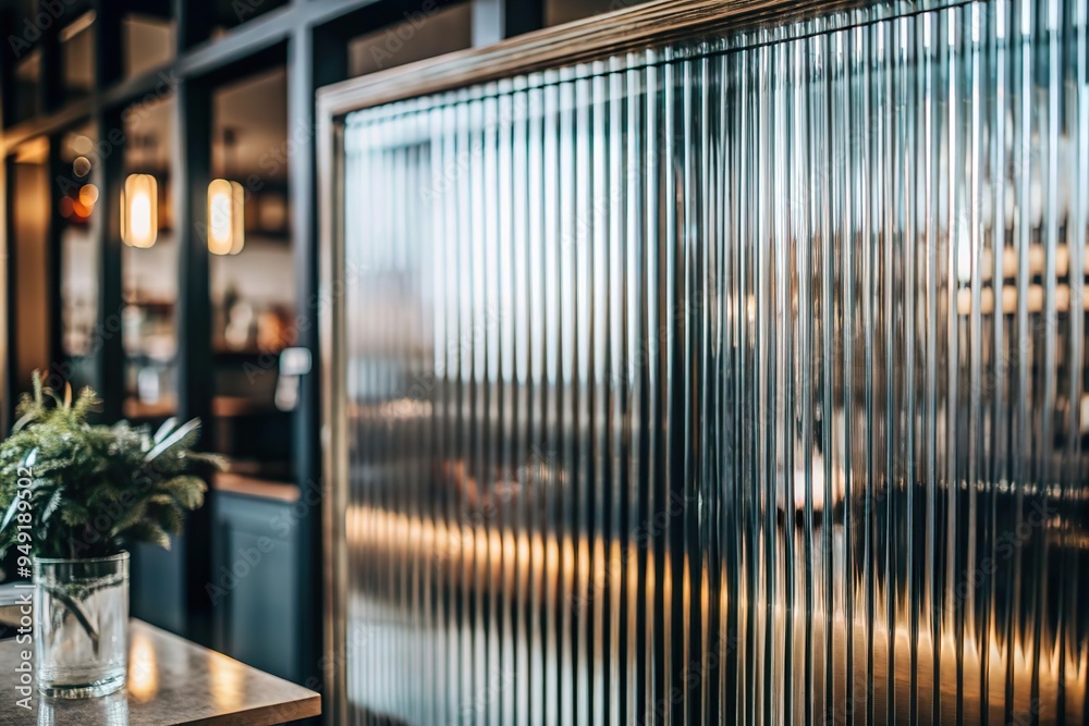 Reeded Glass. Coffee shop front with bokeh effect for lifestyle concept ...