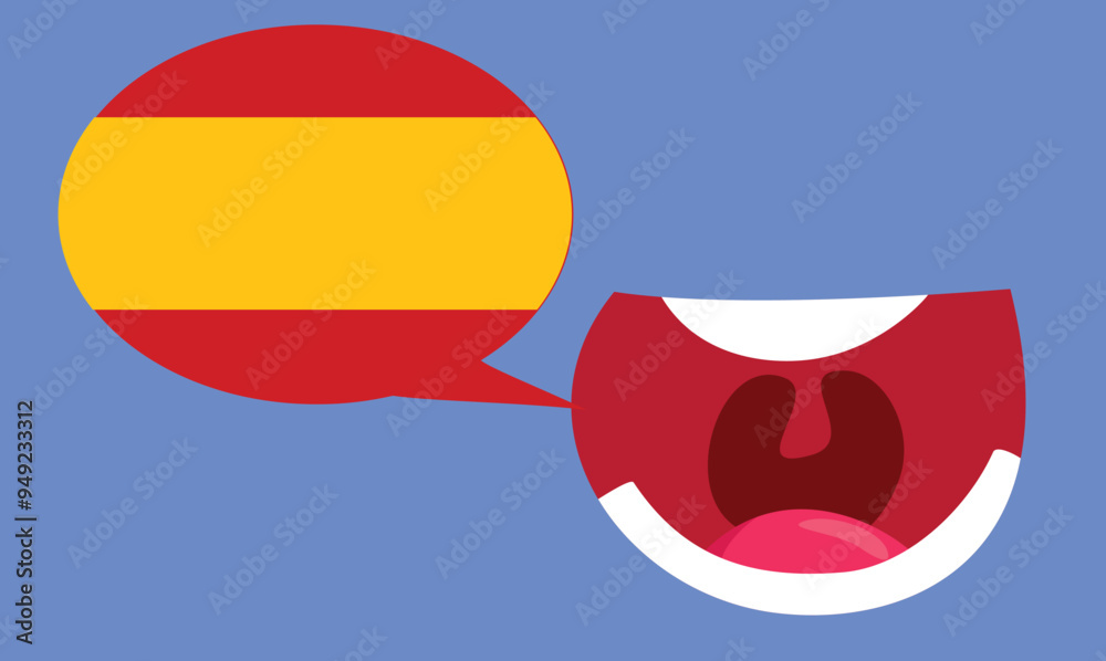 Mouth Speaking Spanish Language Vector Cartoon Illustration. Concept ...