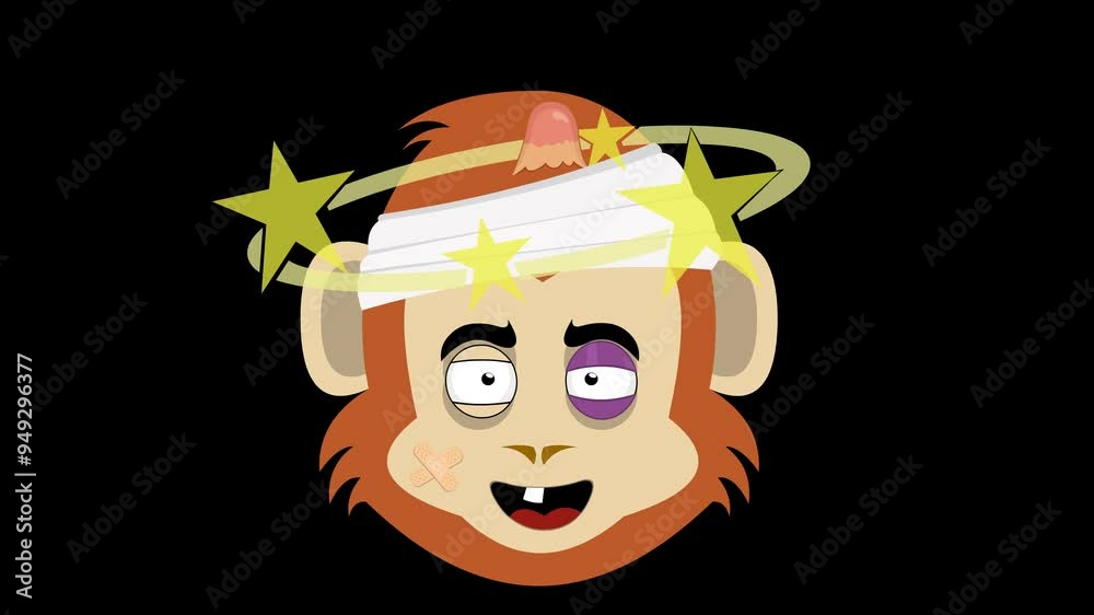 video animation emoticon face monkey or chimpanzee character cartoon ...