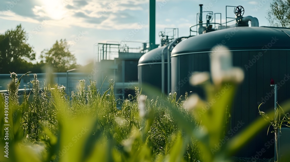 Biogas Digester in a Modern Renewable Energy Facility Processing Grass ...